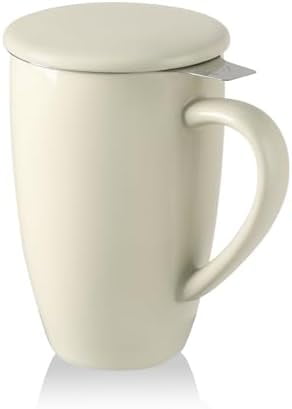 Porcelain Tea Mug with Infuser and Lid,Teaware with Filter, Loose Leaf ...