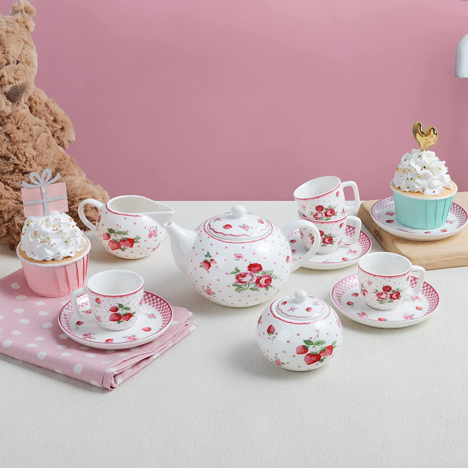 Porcelain Tea Set, Small Tea Set For Adult, Kids, Portable Tea Set For ...