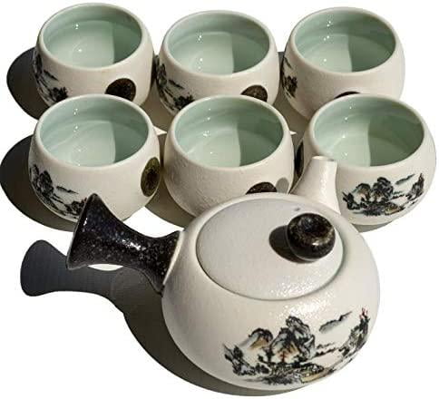 Porcelain Tea Set ,Teapot 3oz ,Extra 6 Teacup, Anti-scalding Snowflake ...