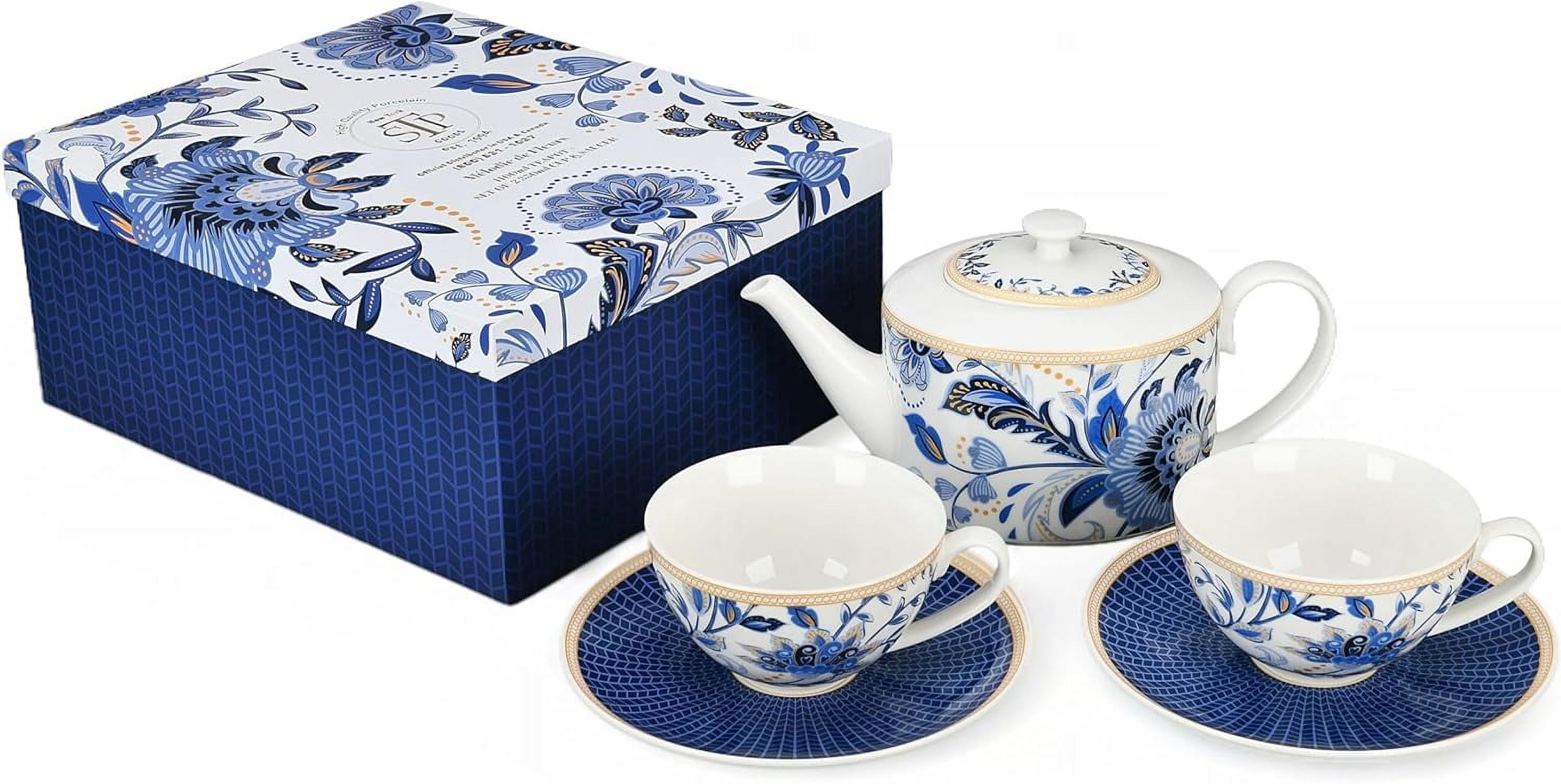 Porcelain Tea Set of 5 pcs for 2 pers. in Gift Box, Tea Party Sets for ...