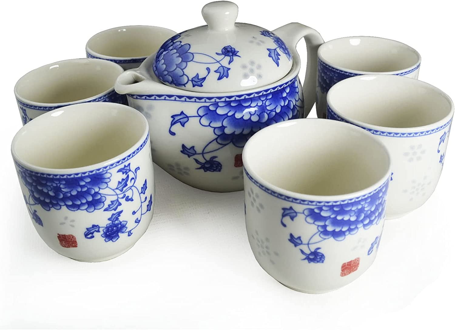 Porcelain Teapot Tea Set 1 Teapot 6 Tea Cups,Coffee Pot Kettle Ceramic ...