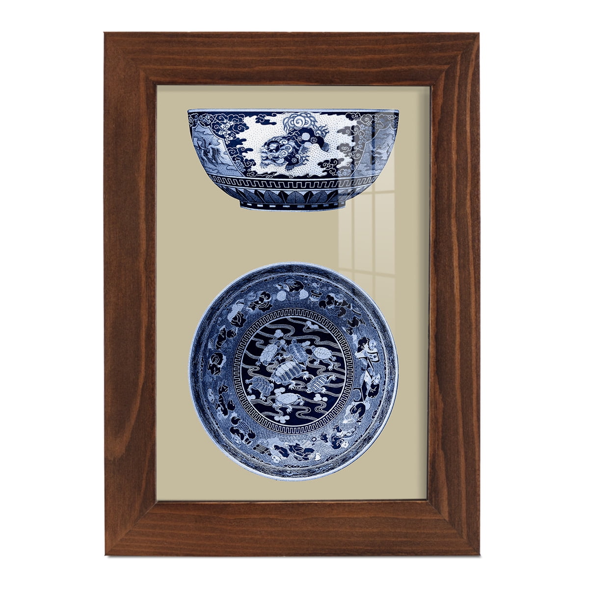 Porcelain in Blue and White I -Framed Print w/glass-Chestnut - Walmart.com