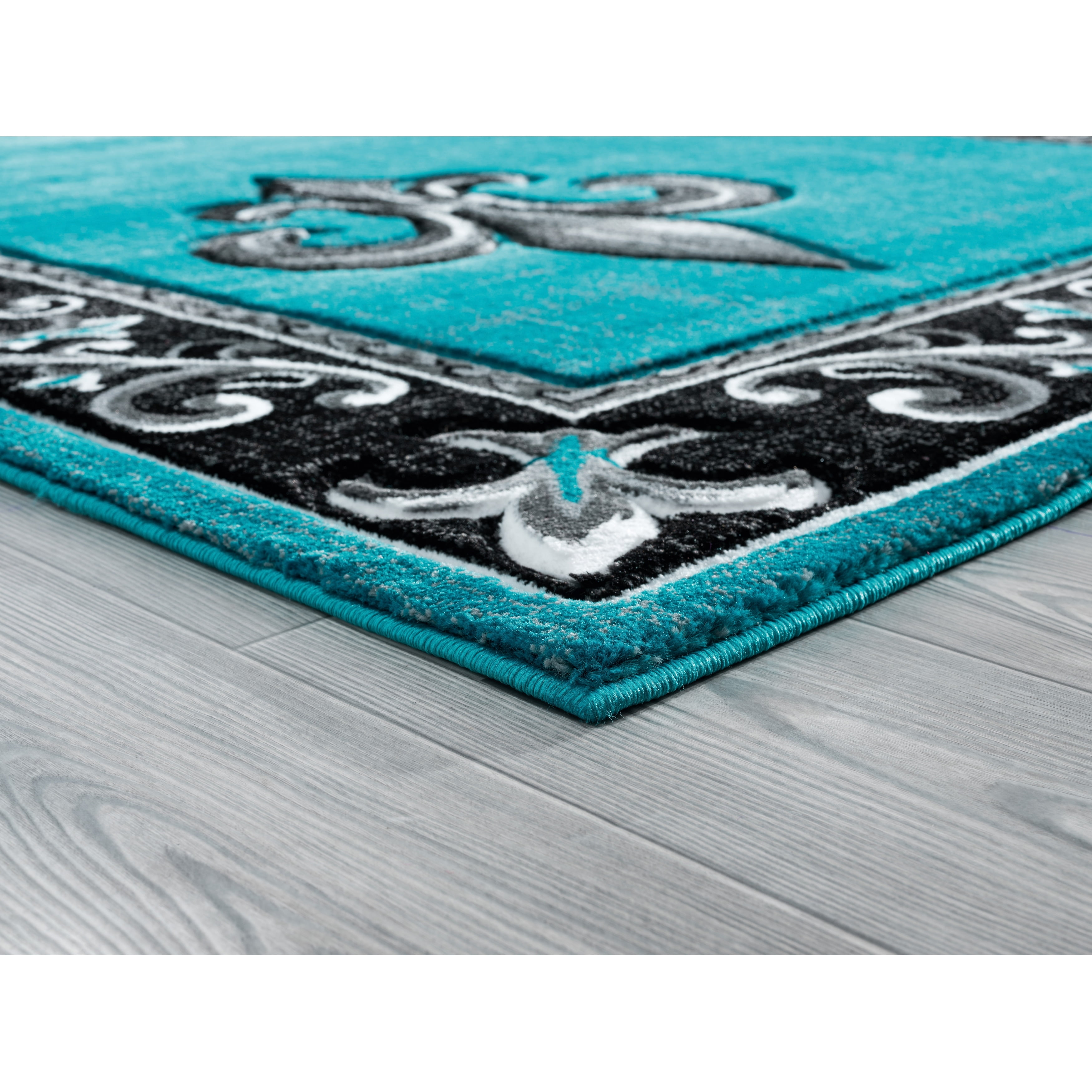 Porch & Den Curlew Hand-Carved Area Rug Turquoise 1'10" x 2'8" 2' x 3 ...