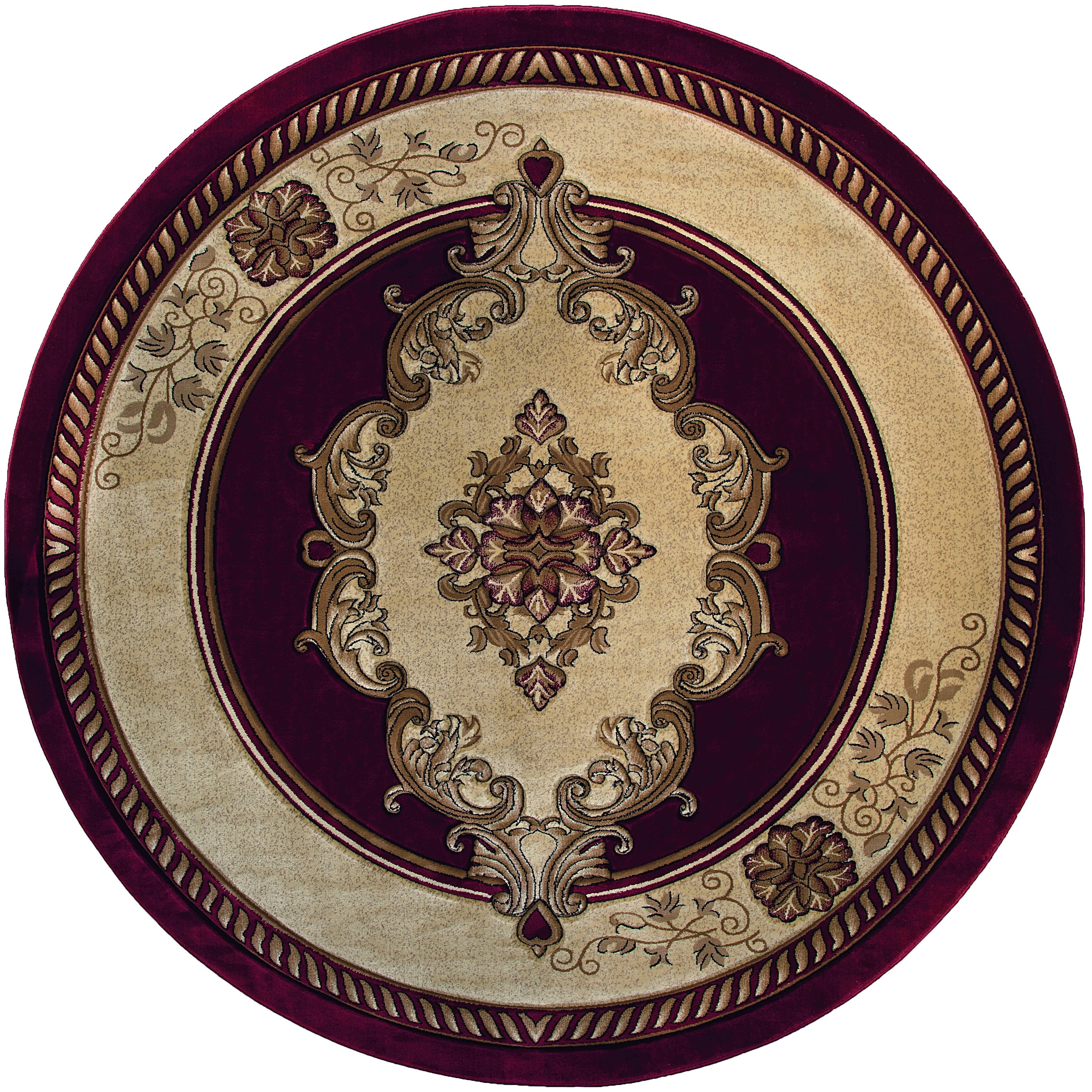 Porch & Den Curry Hand-Carved Area Rug Burgundy 7'10" Round 8' Round ...