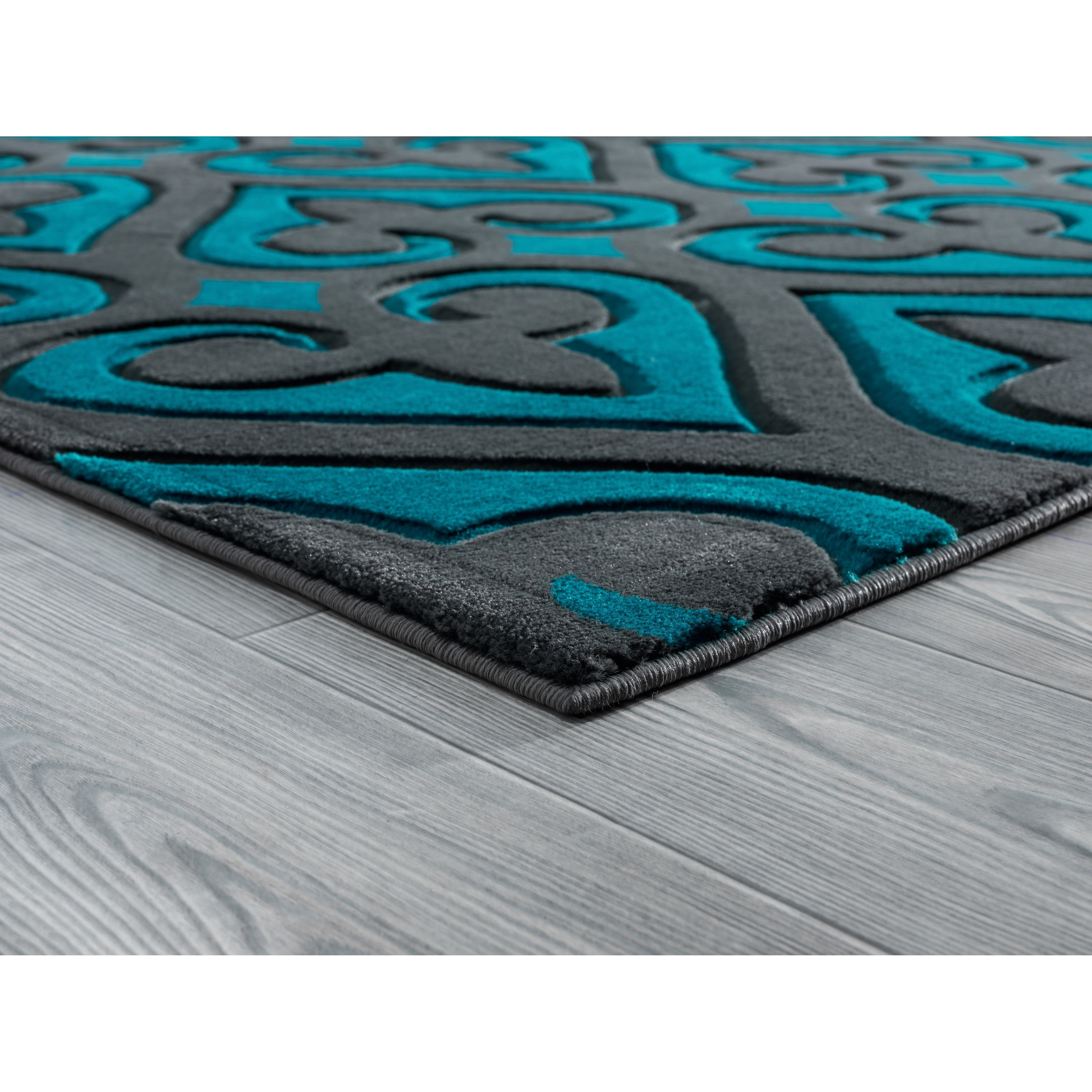 Porch & Den Cutter Hand-Carved Area Rug Turquoise 1'10" x 2'8" 2' x 3 ...