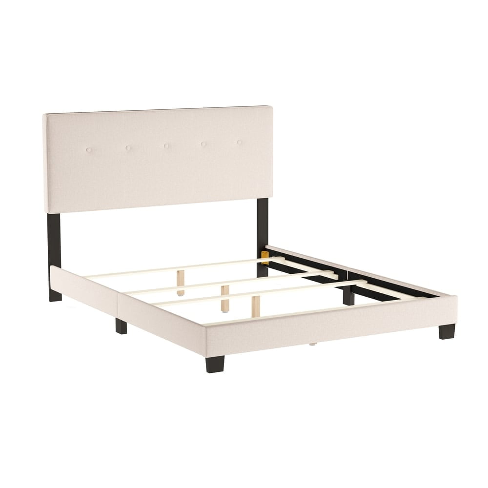 Porch & Den Desota Contemporary Upholstered Bed Beige King - Walmart.com