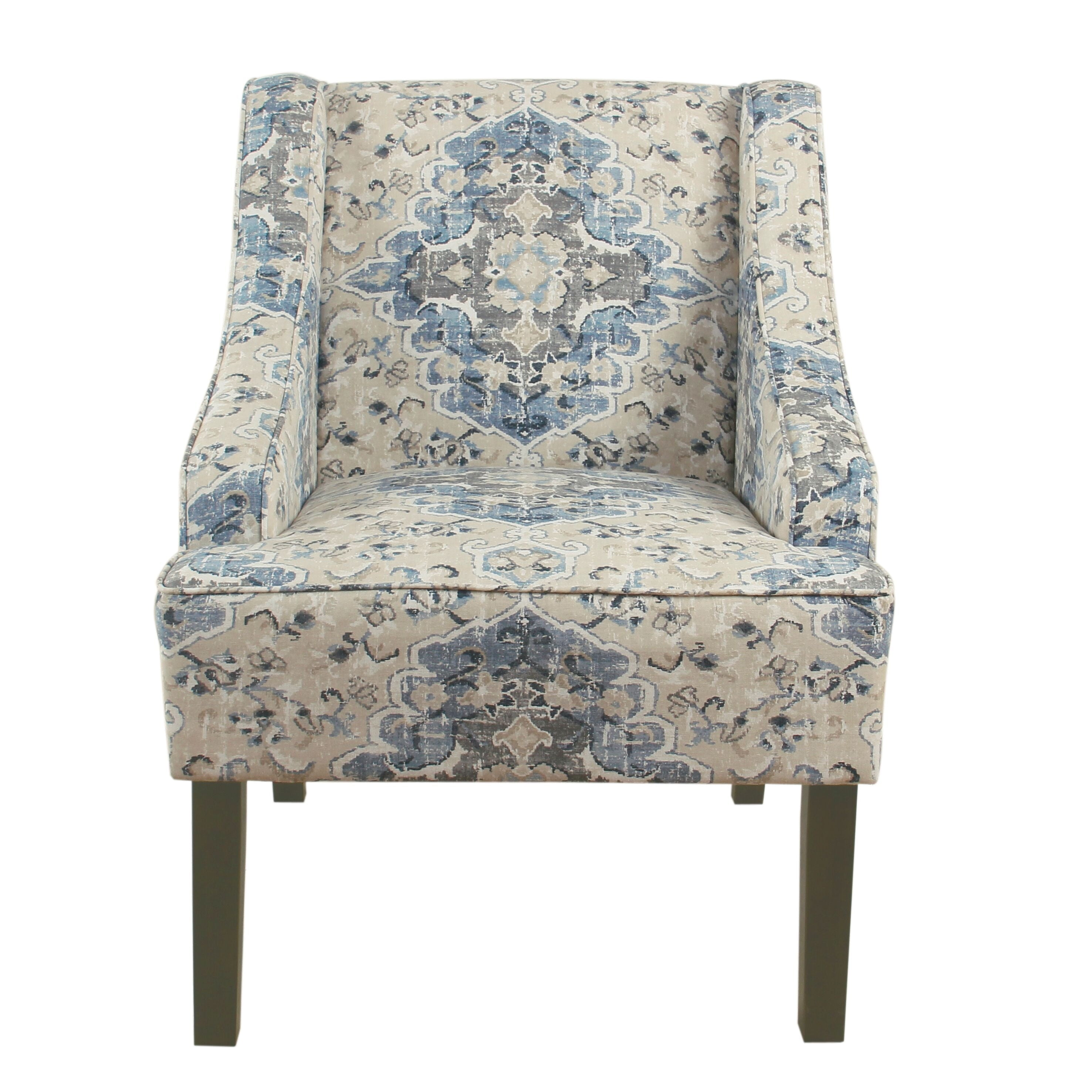 Porch & Den Holman Upholstered Swoop Arm Chair Antique Medallion Blue ...