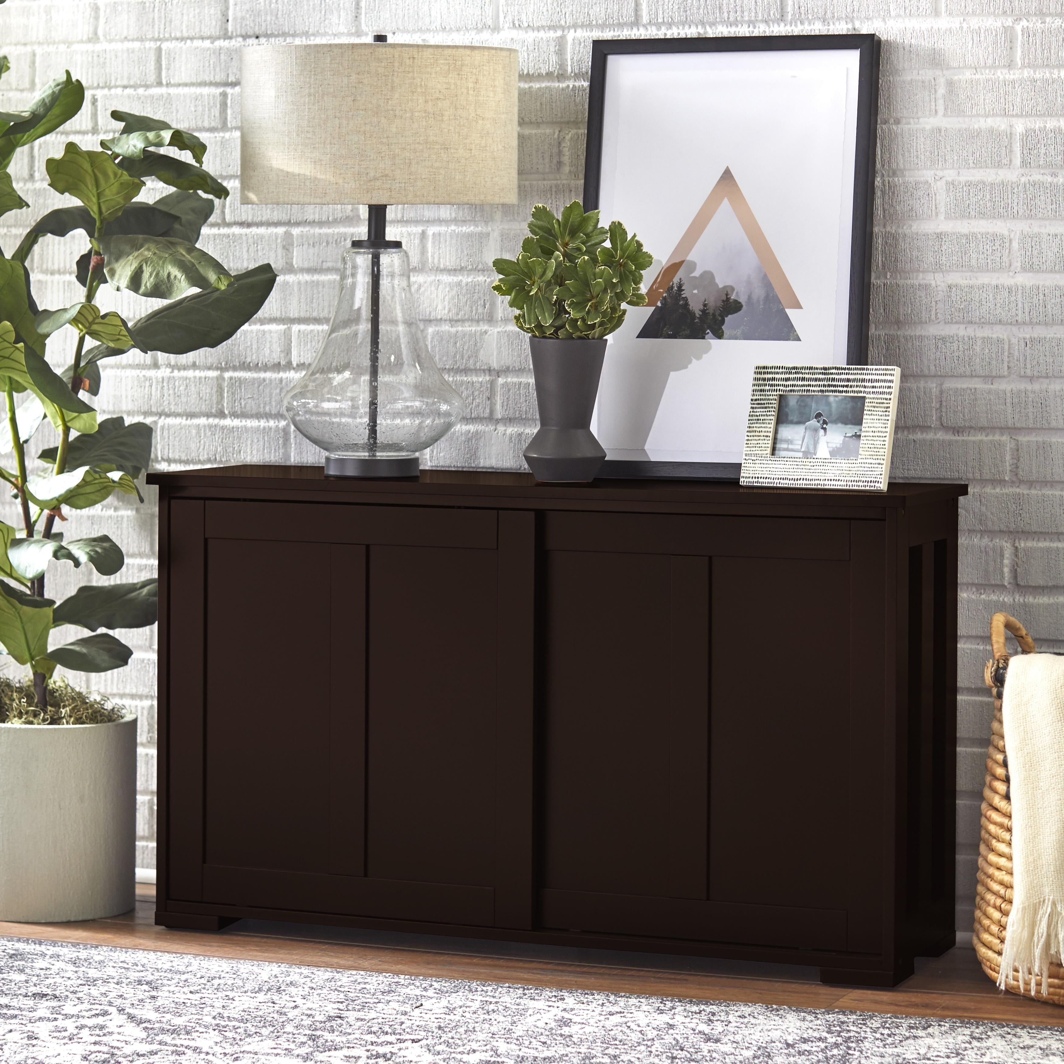 Porch & Den Jefferson Sliding Door Stackable Buffet/Sideboard Espresso ...