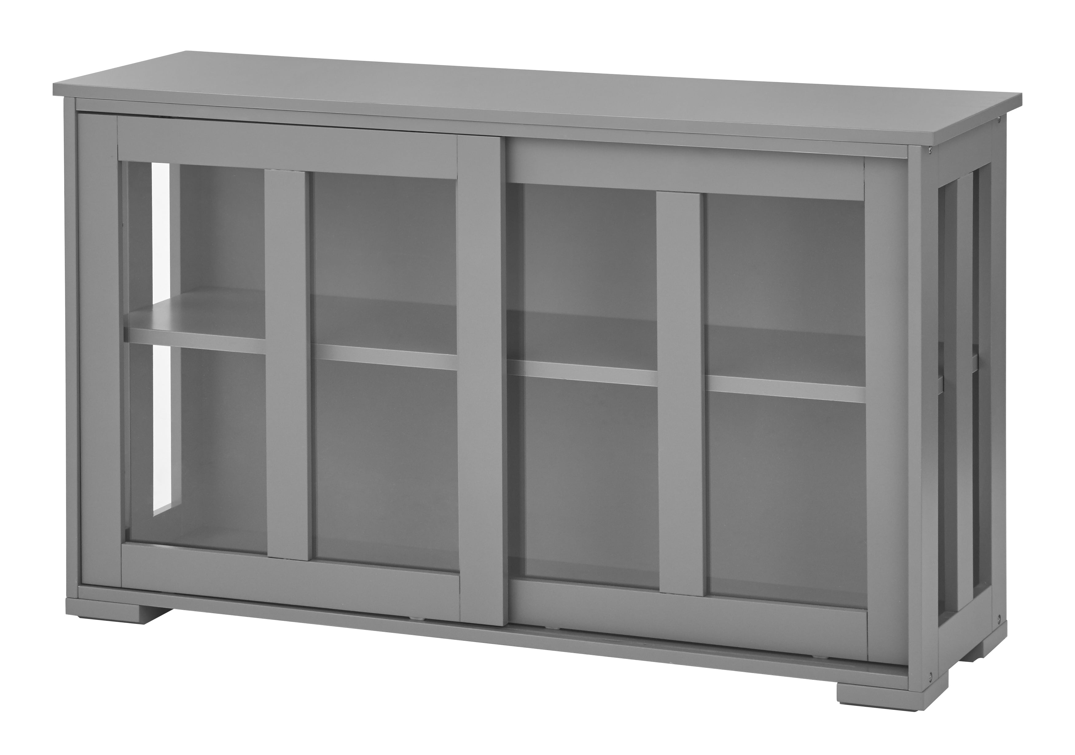 TMS Pacific Storage Cabinet with Glass (Stackable), Charcoal Gray ...