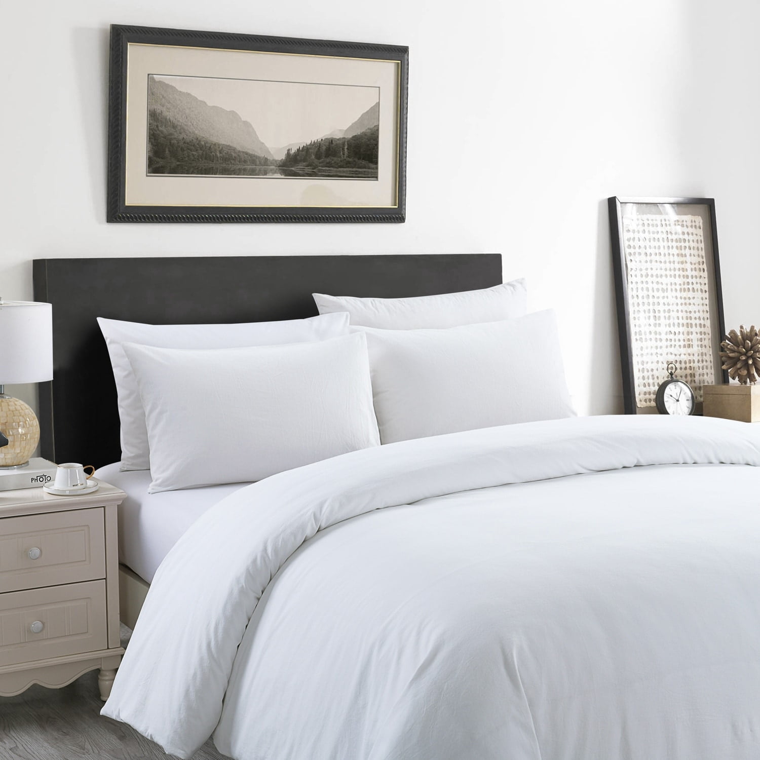 Porch & Den Killarney Washed Cotton Duvet Cover and Sham Set White Full ...