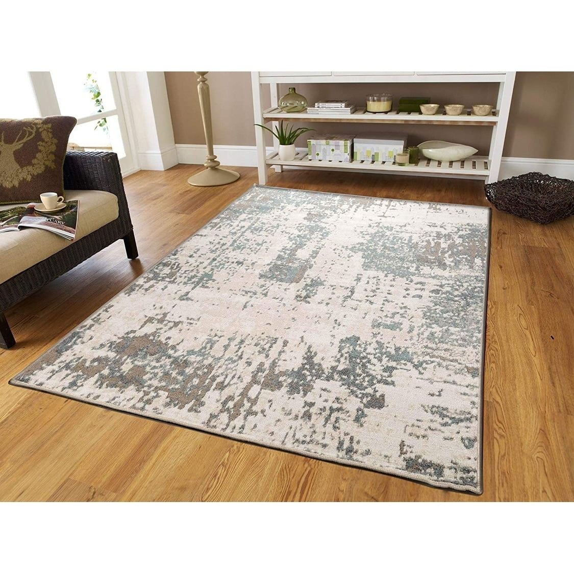 Porch & Den La Cassel Distressed Ivory Area Rug 5'x8' 5' x 8' Living ...