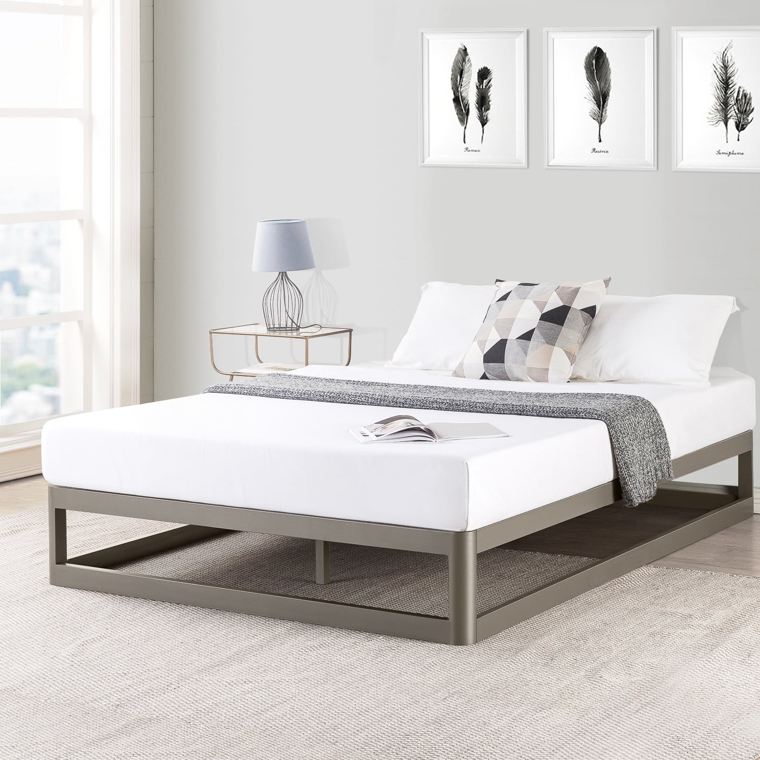 Porch & Den McAlpin 12-inch Heavy Duty Metal Platform Bed Frame Grey ...