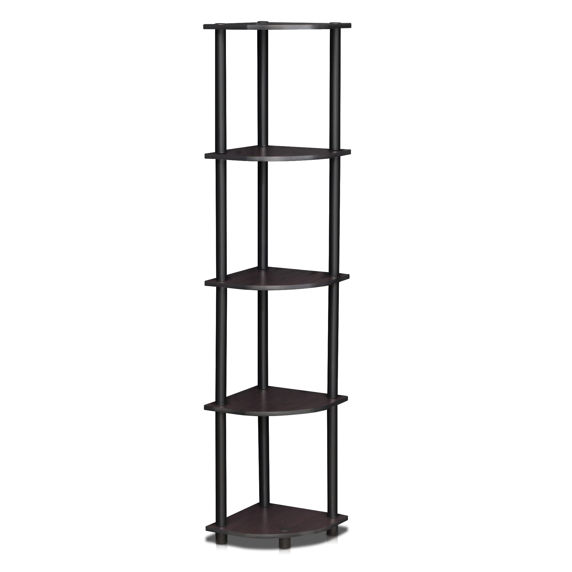 Porch & Den St. Marks 5-tier Corner Shelving Unit Dark Walnut round ...