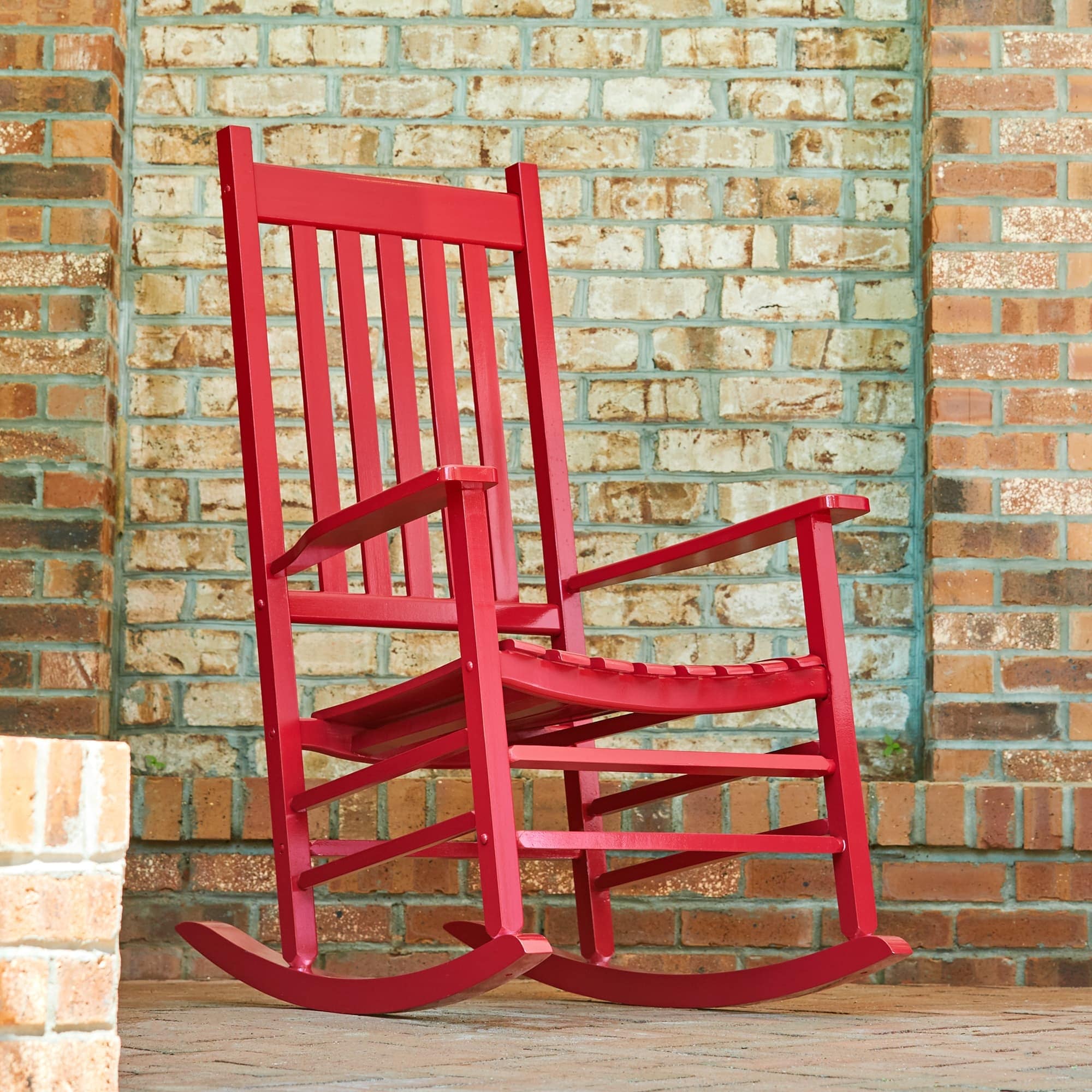 Porch & Den Steeplechase Genuine Hardwood Rocking Chair Red - Walmart.com