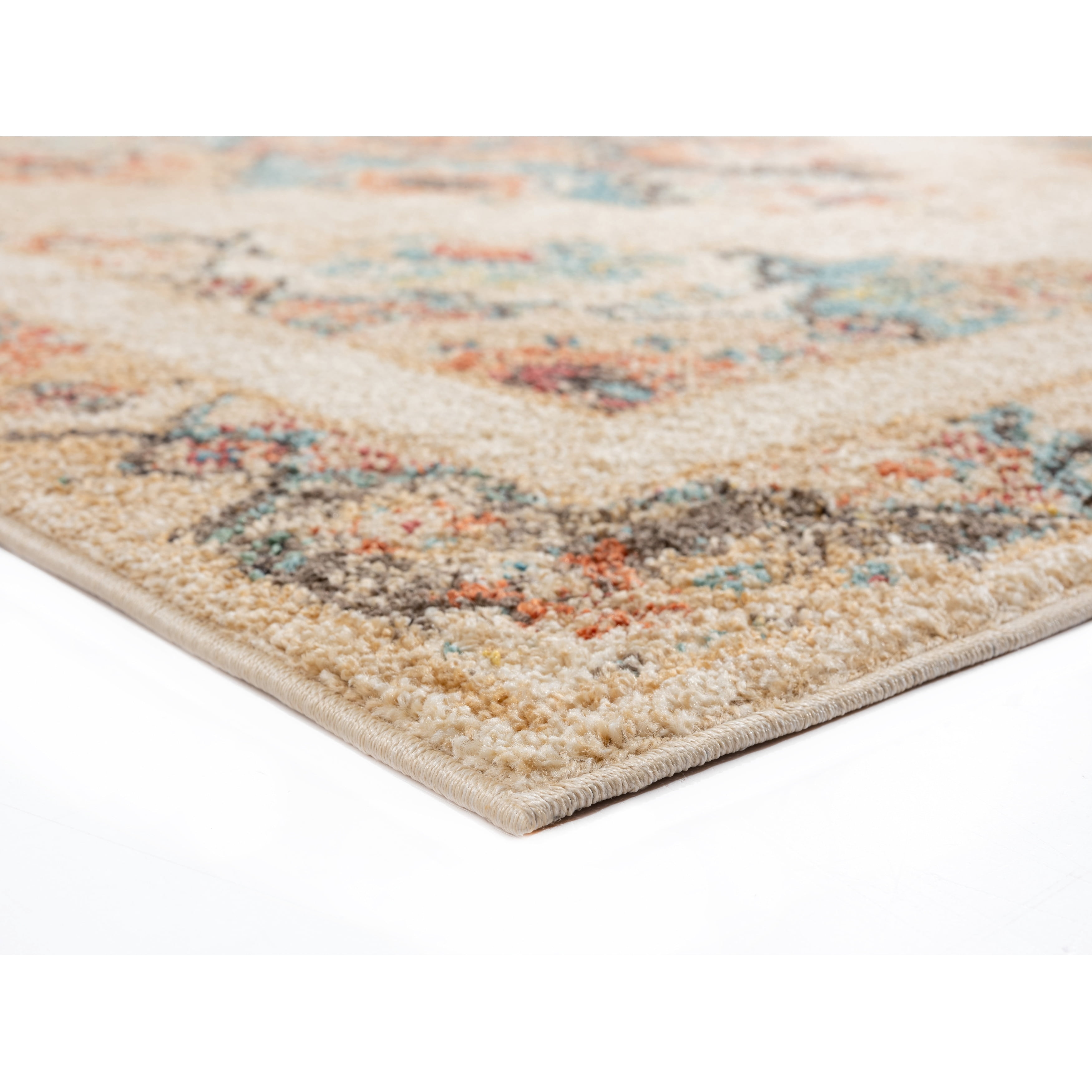 Porch & Den Steven Distressed Diamond Medallion Area Rug Cream 2'7" x 7 ...