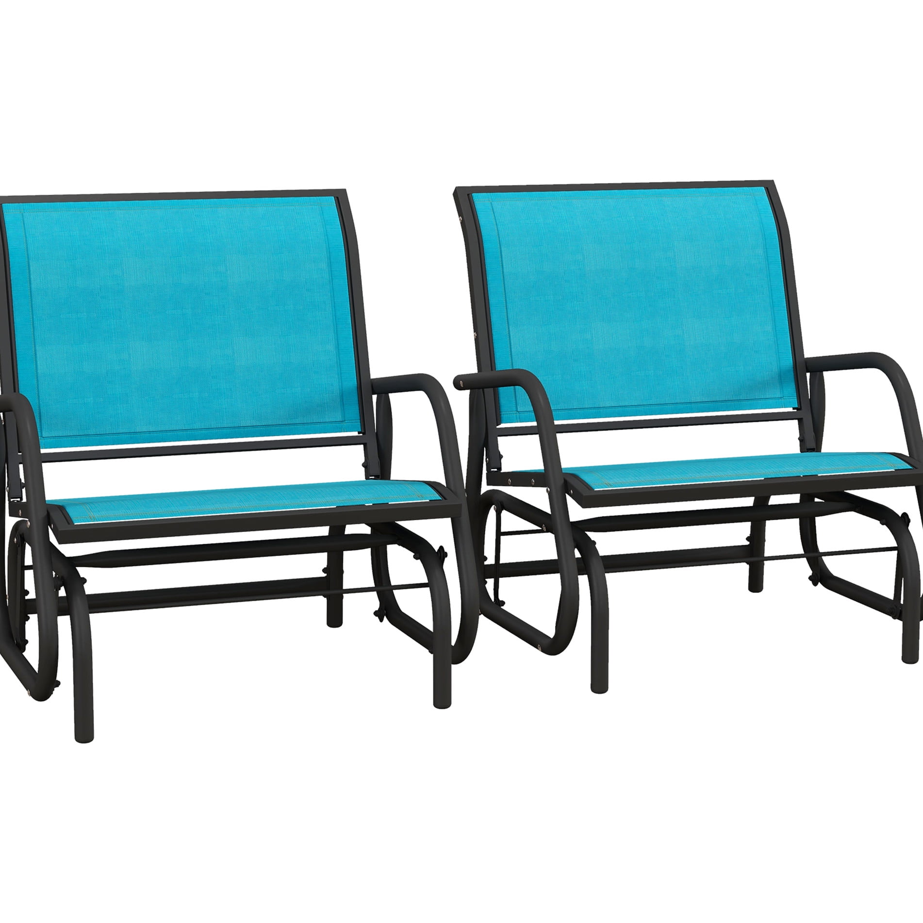 Porch Glider Chairs Of 2, Metal Frame Swing Gliders With Breathable ...