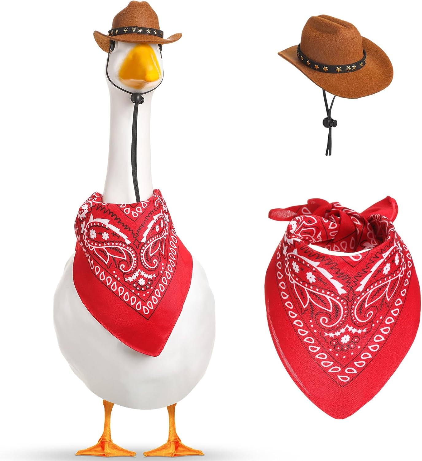 Porch Goose Cowboy Outfit – Western Hat & Bandana Set for 17"/23" Lawn ...