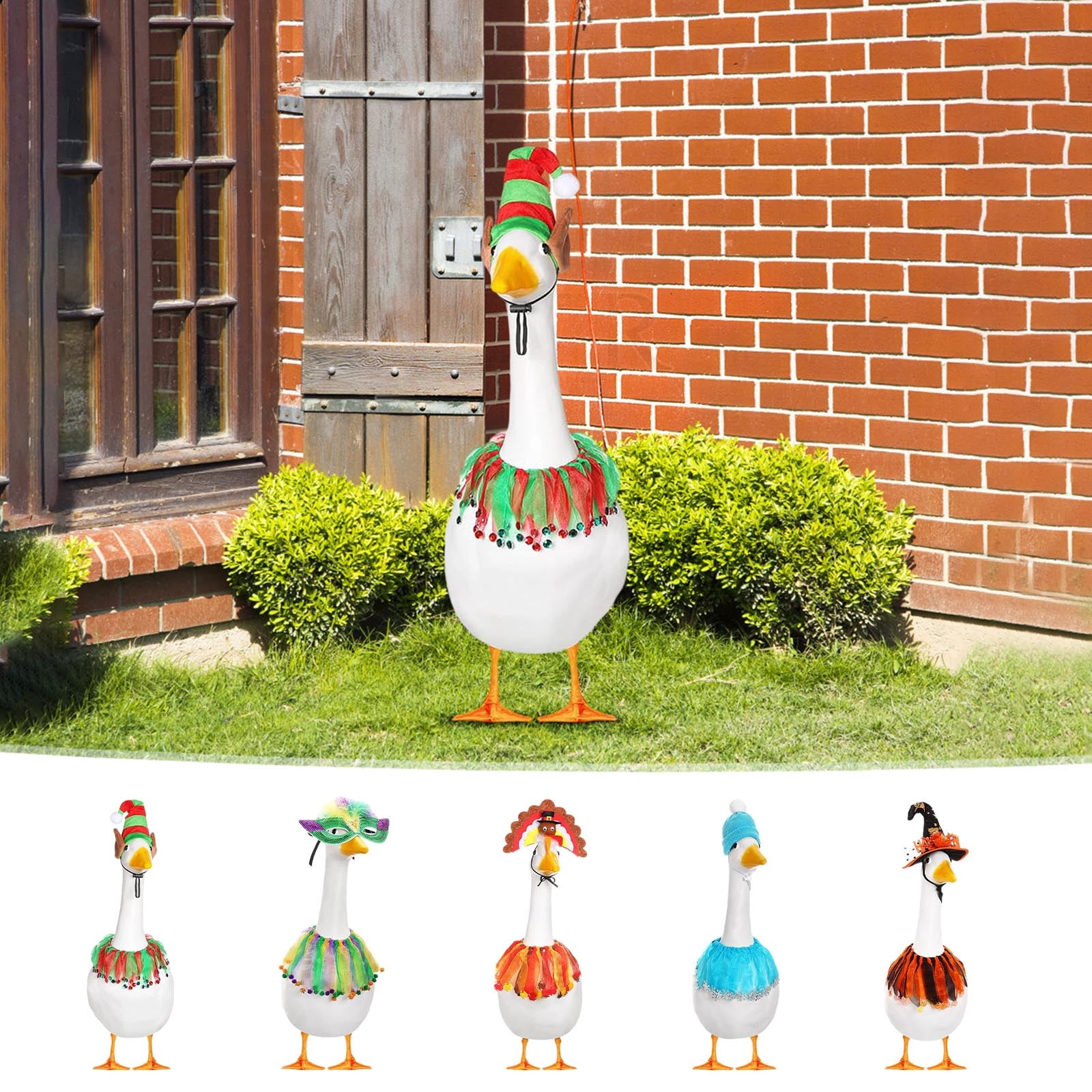 Porch Goose Decoration Set Thanksgiving Harvest Costume, Mardi Gras ...