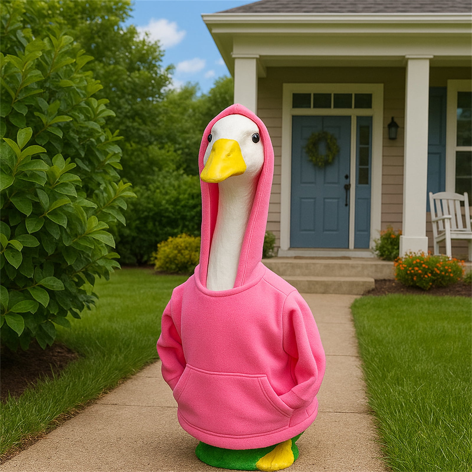 Porch Goose Outfit - Pink Hoodie (with Long Neck-Fitting Hood & Front ...