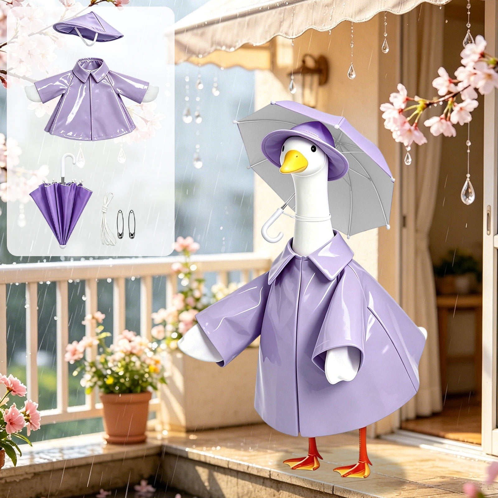Porch Goose Outfit with Umbrella, 23 Inch Large Garden Goose Dress Up ...