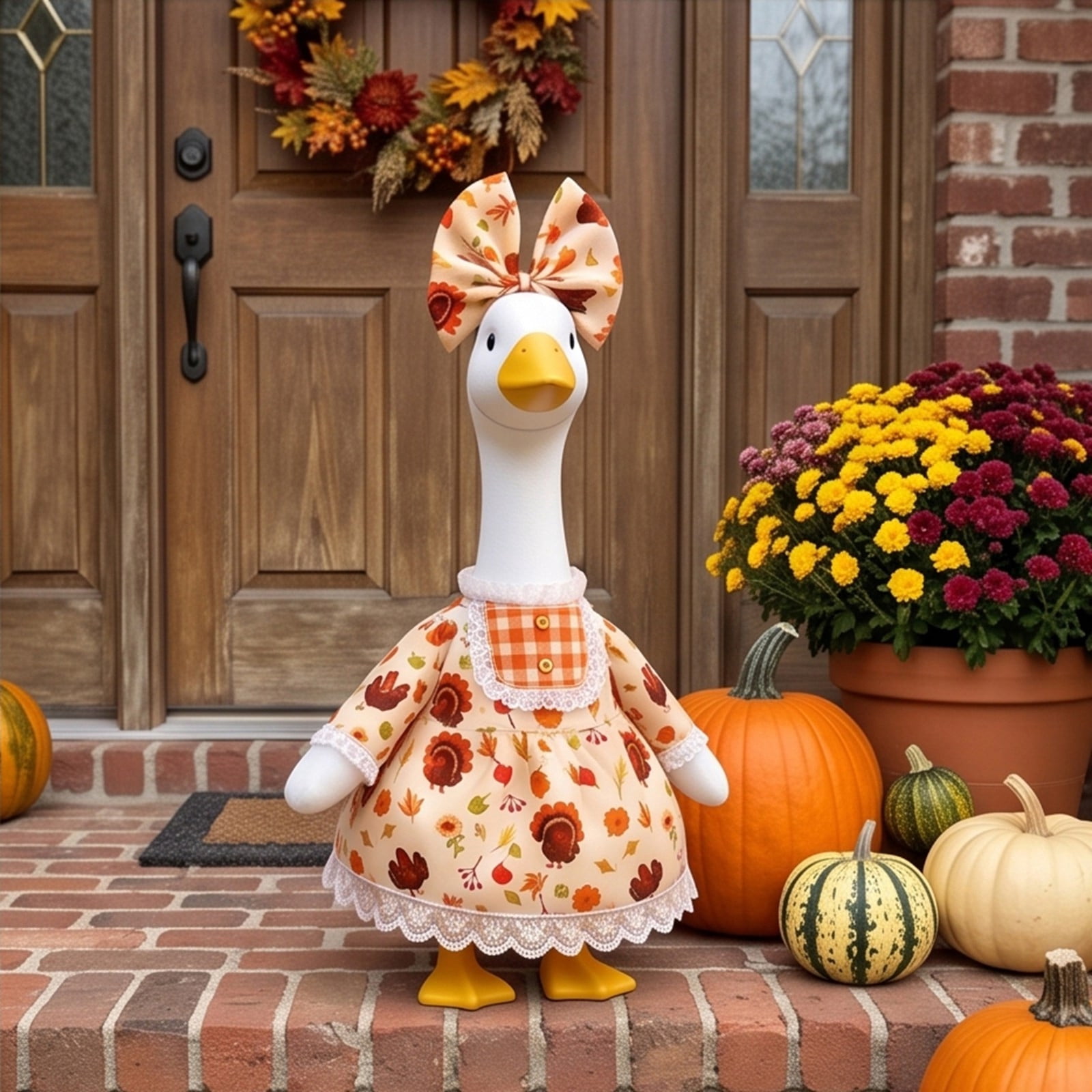 Porch Goose Outfits Fall Turkey Dress With Headband, Autumn Pattern ...