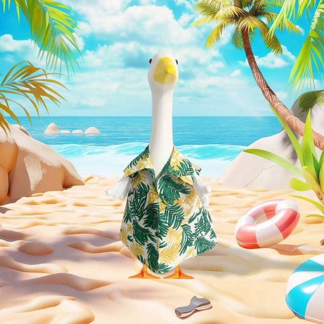 Porch Goose Outfits, Summer Hawaii Style Goose Statue Outfit Lawn Porch ...