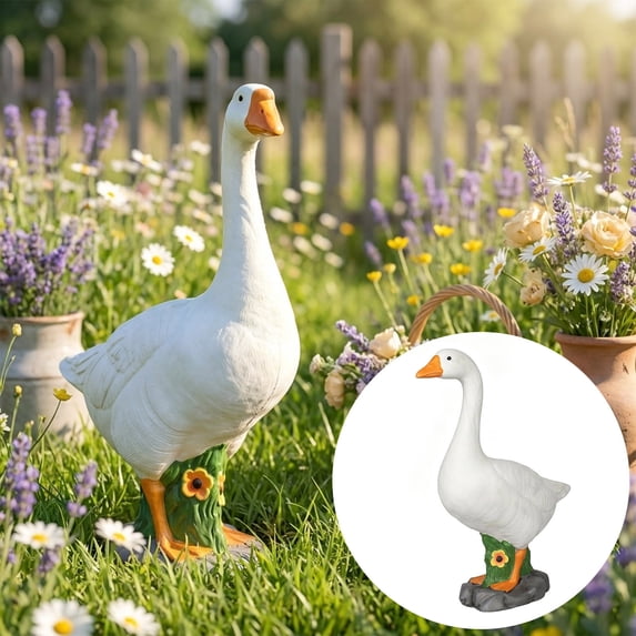 Porch Goose Statue Outdoor Decor 14 Inch Large Resin Plastic Garden ...