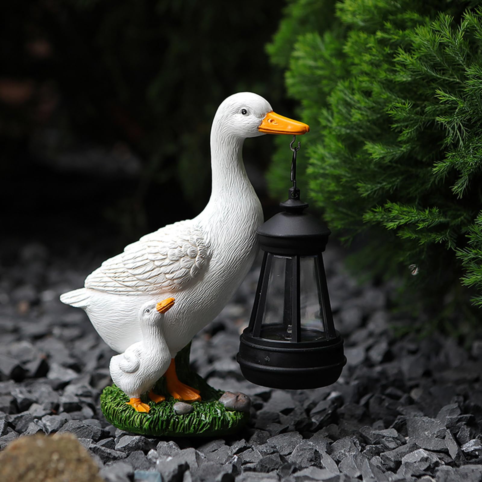 Porch Goose Statue, Outdoor Waterproof Goose Garden Statue Solar ...