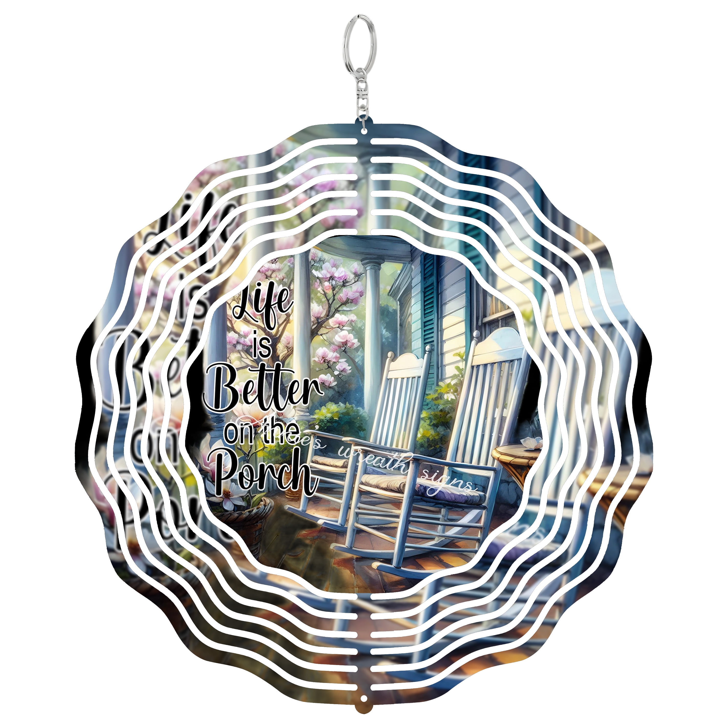 Porch Life Rocking Chairs 3D Wind Spinner Stainless Steel Kinetic Art ...