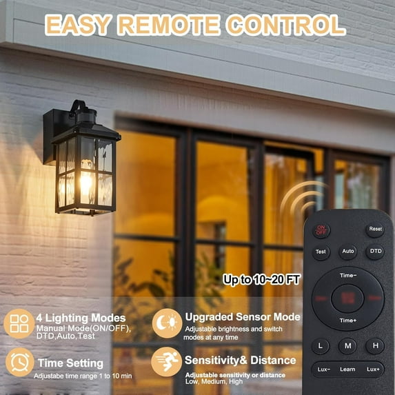 Porch Light with GFCI Outlet with Remote, Dusk to Outdoor Lighting with ...