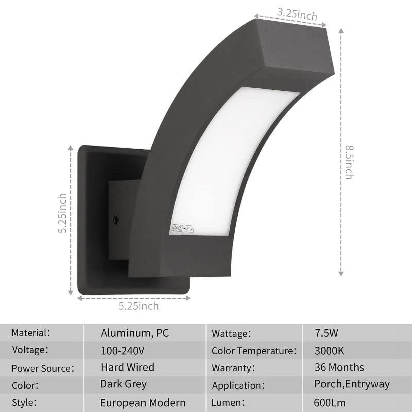 Porch Light Outdoor Wall Sconce, Modern LED Patio Wall Lights, Aluminum ...