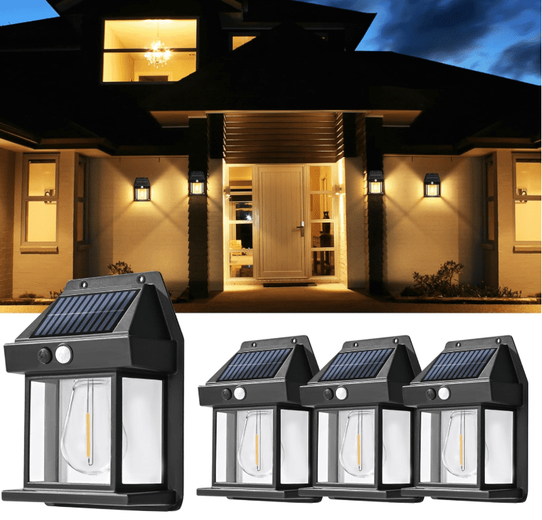 Porch Lights, 4 Pack Wall Solar Lights Outdoor, Solar Motion with 3 ...