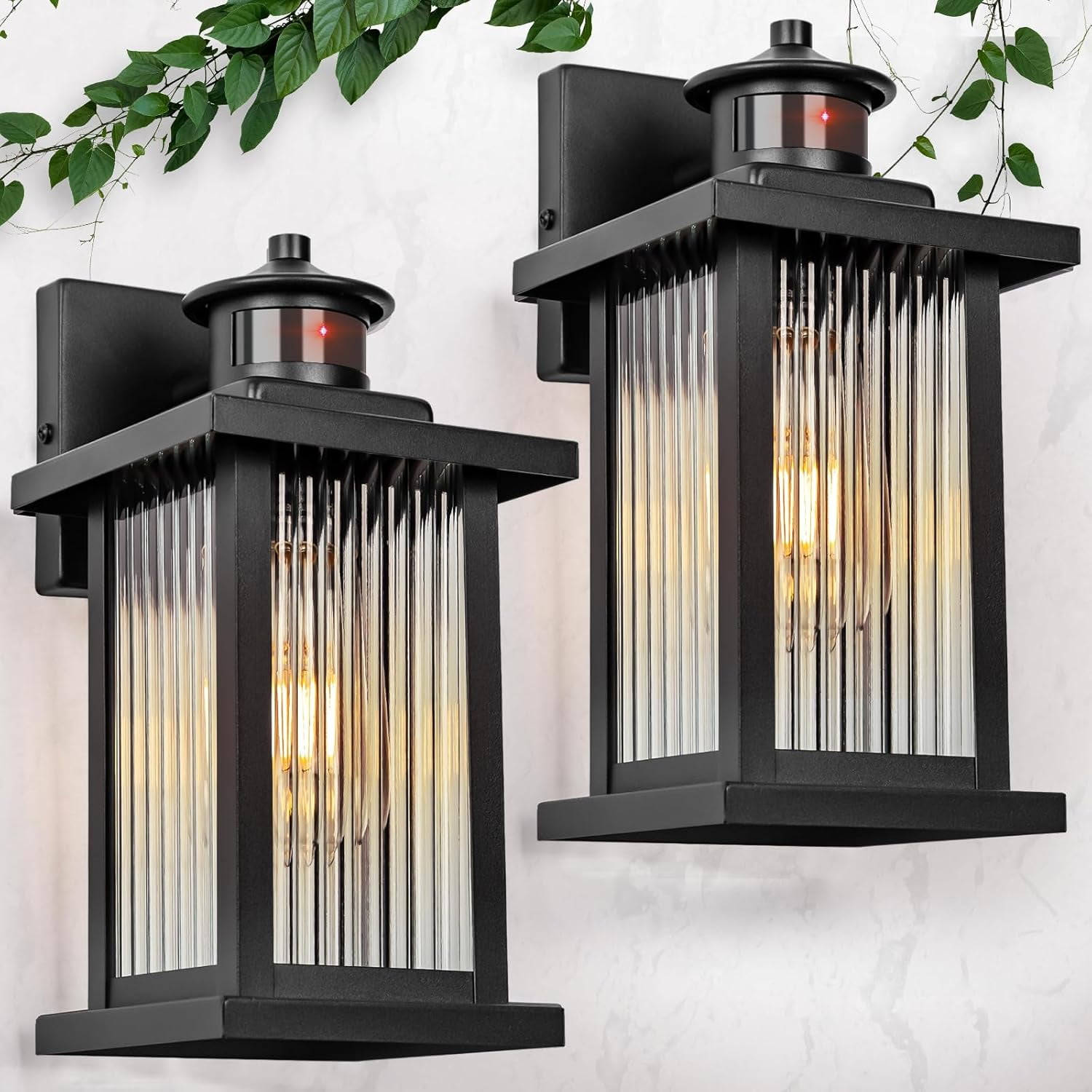 Porch Lights Outdoor Motion Sensor 2 Packs, Black Dawn to Dusk Outdoor ...