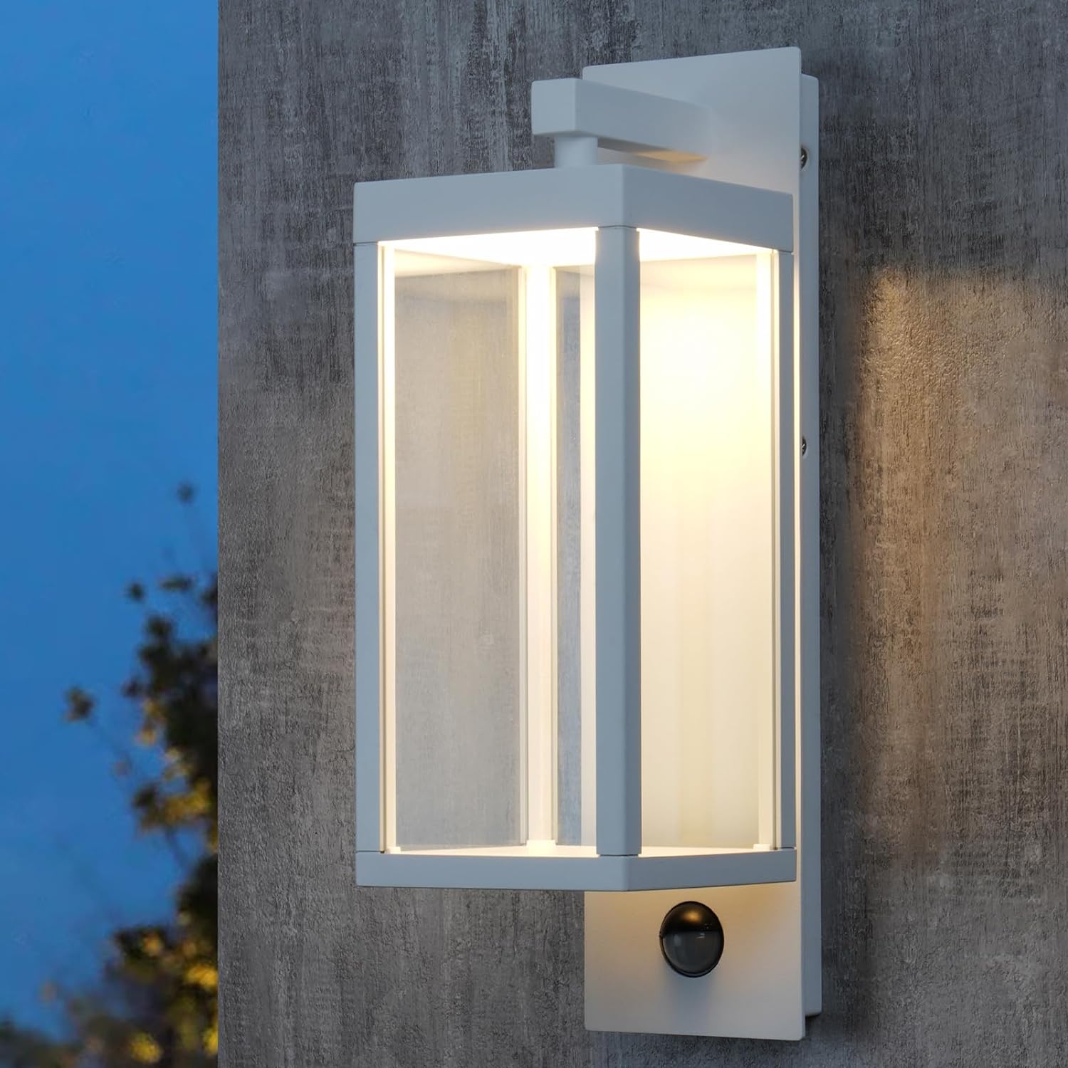 Porch Lights Outdoor Motion Sensor Wall Light LED Wall Mount Lantern White Exterior Light ...