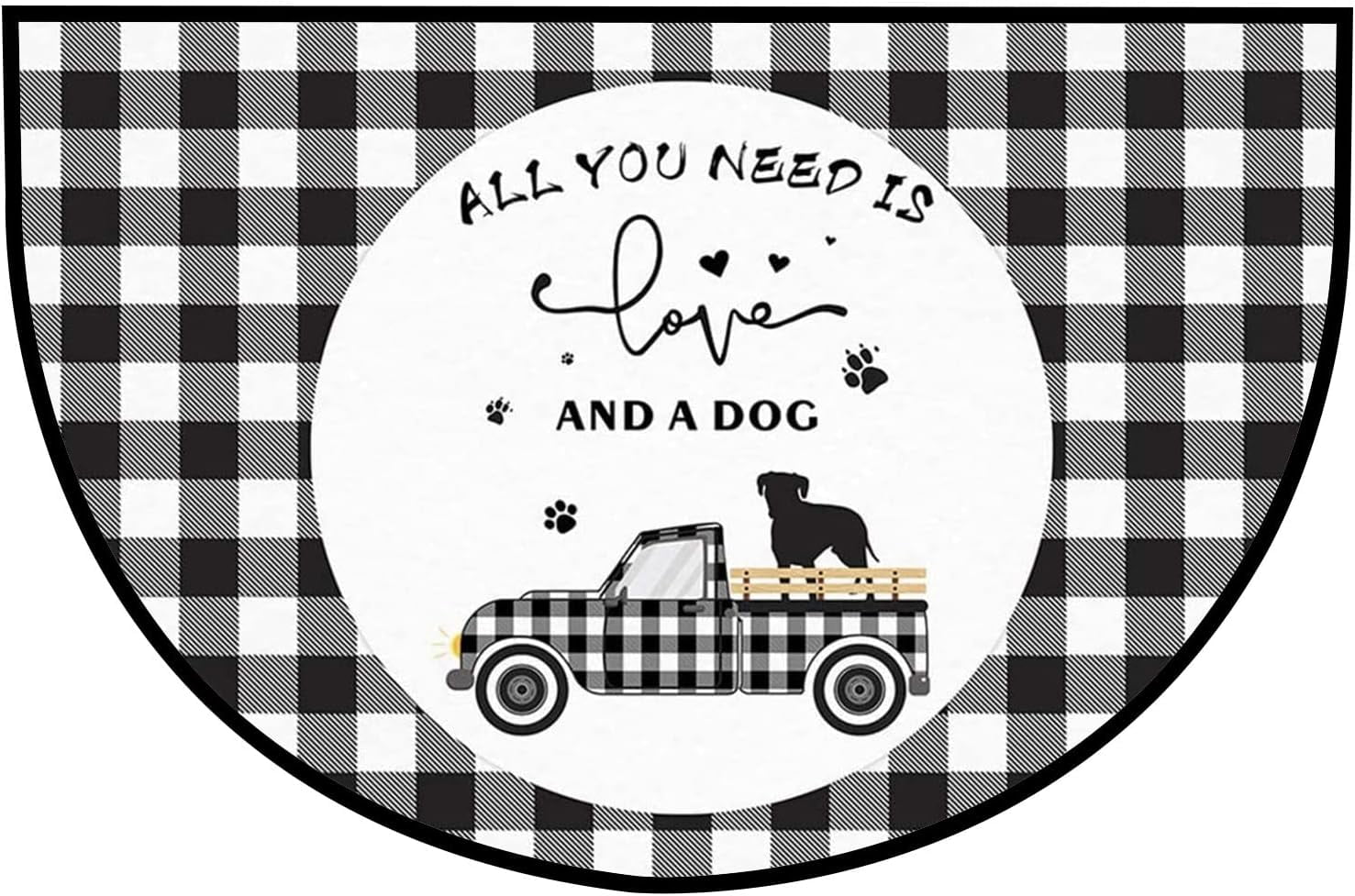 Porch Mat Outdoor Half Round Door Mat Old Truck With Dog Black Buffalo ...