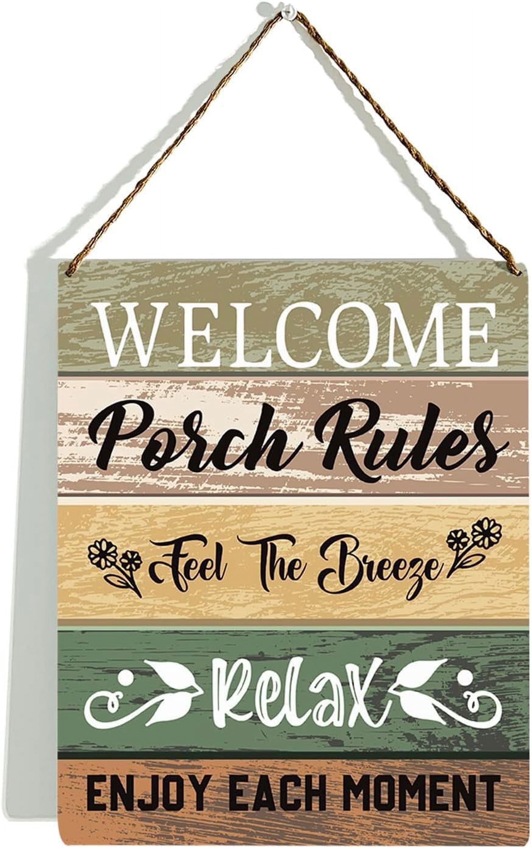 Porch Rules Feel the Breezes Wood Sign, Front Porch Decorations ...