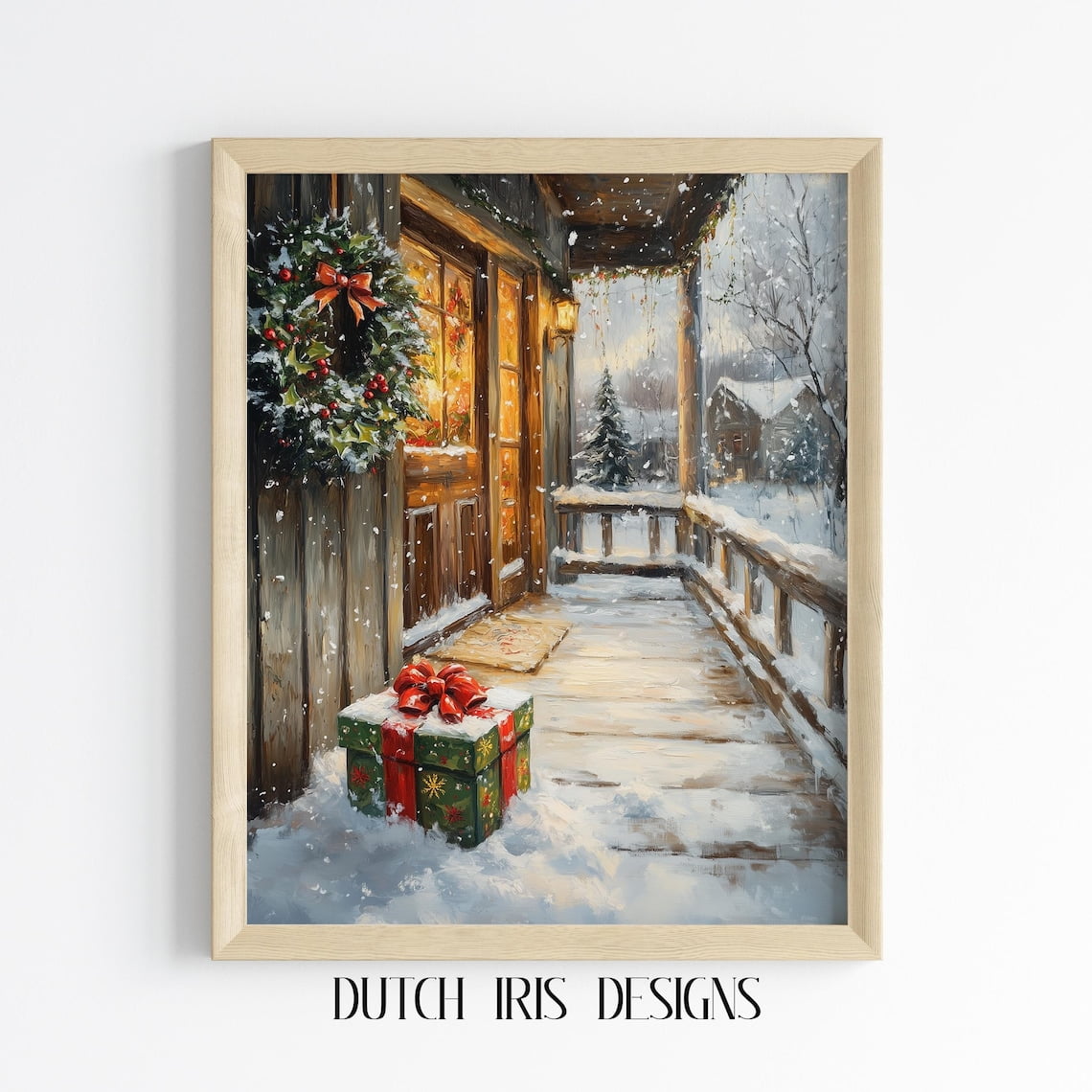 Porch Scene, Festive Box, Rustic Winter Wonderland, Snowy Vintageart ...