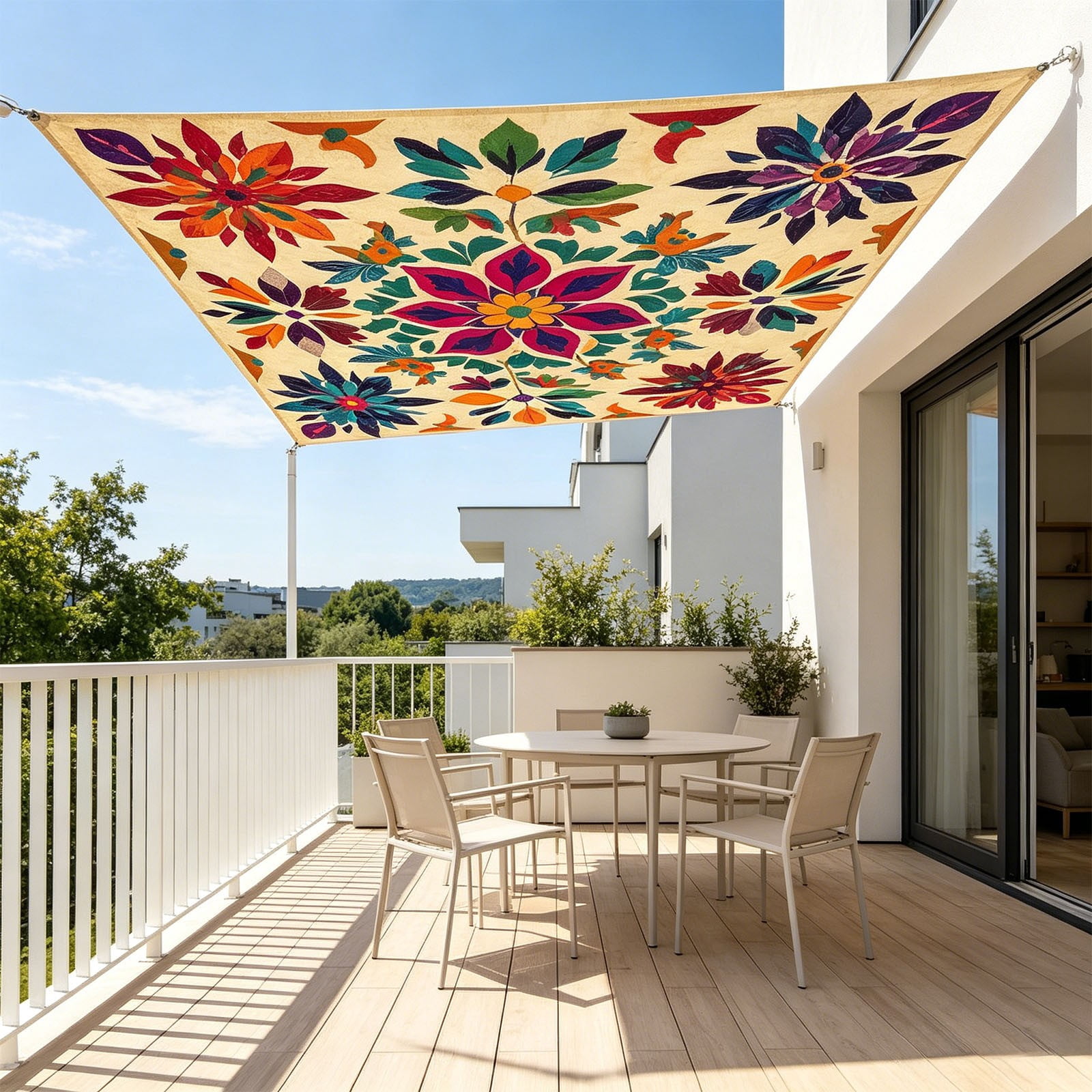Porch Shade Bohemian Sun Shade Sail,59.06x59.06 in Floral Rectangle Sun ...