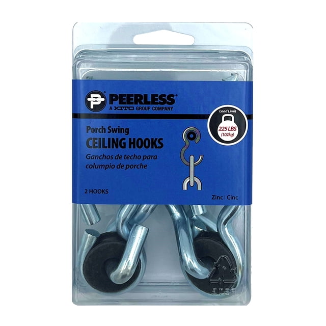 Porch Swing Ceiling Hooks, Zinc, 2 Pack, Peerless Chain Company ...