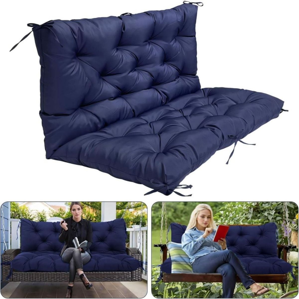 Porch Swing Cushion with Backrest, 2-3 Seater Bench Cushions for ...