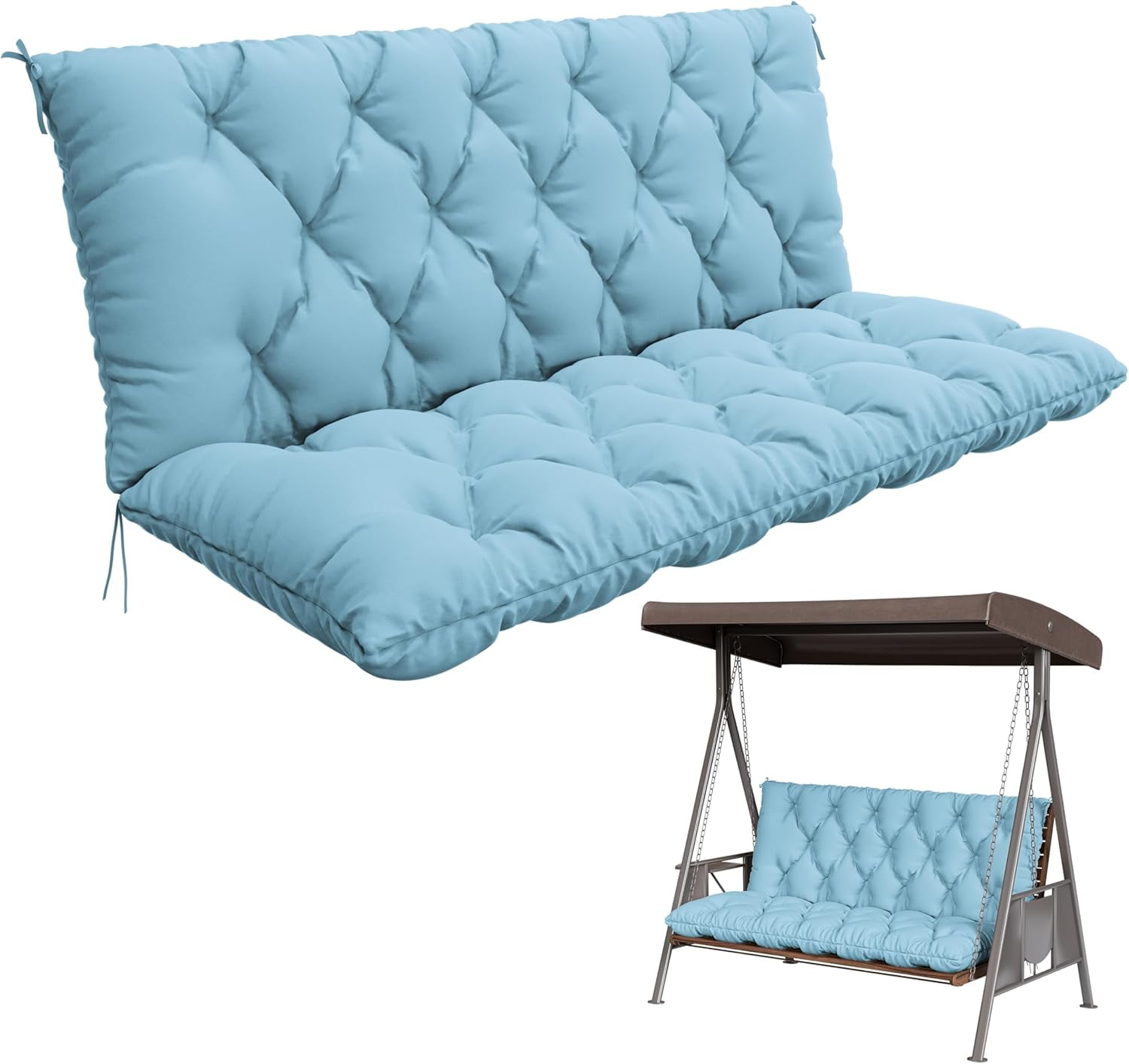 Porch Swing Cushion with Backrest,Waterproof Bench Cushion for Outdoor ...