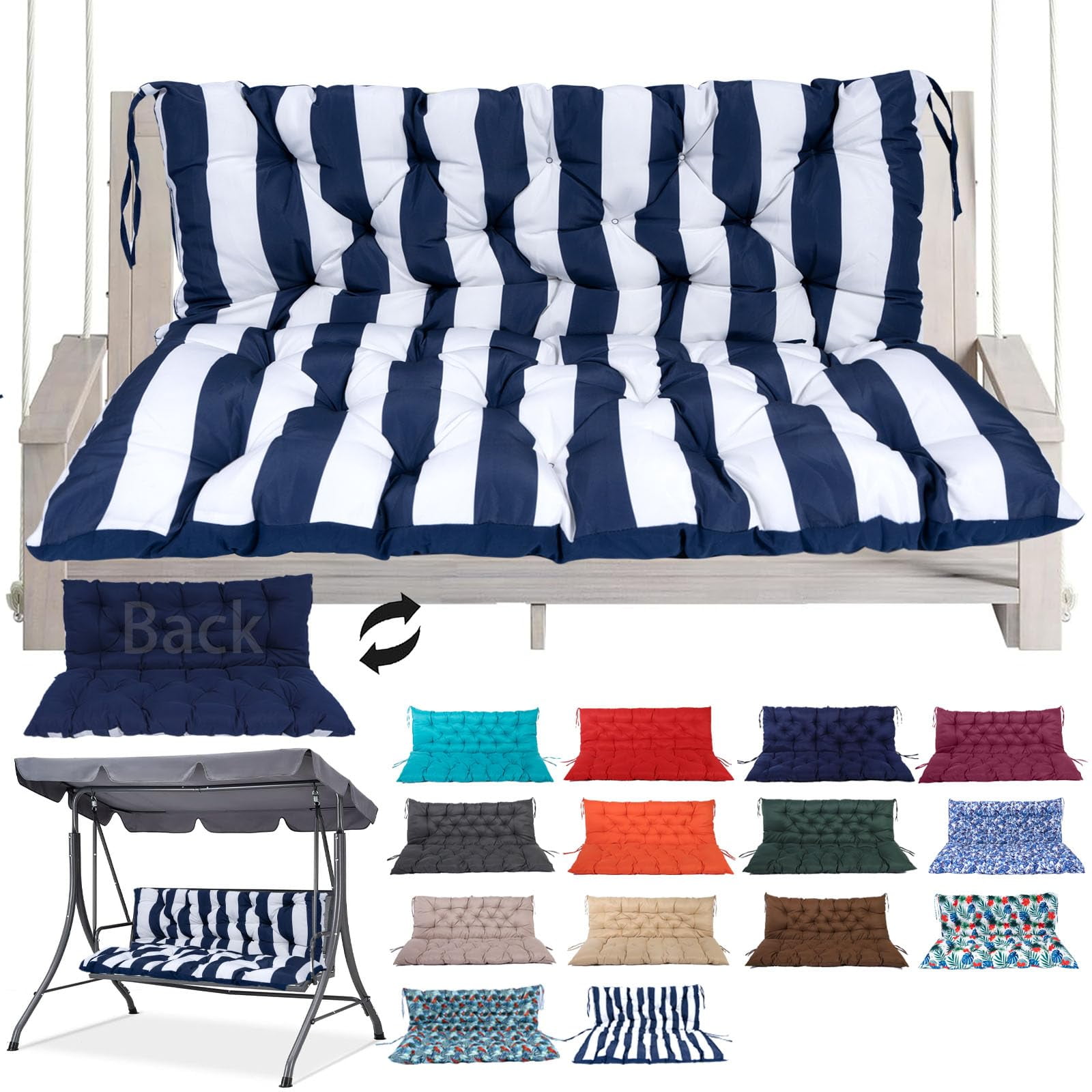 Porch Swing Cushions,Outside Benches Cushion with Backrest,Thicken ...