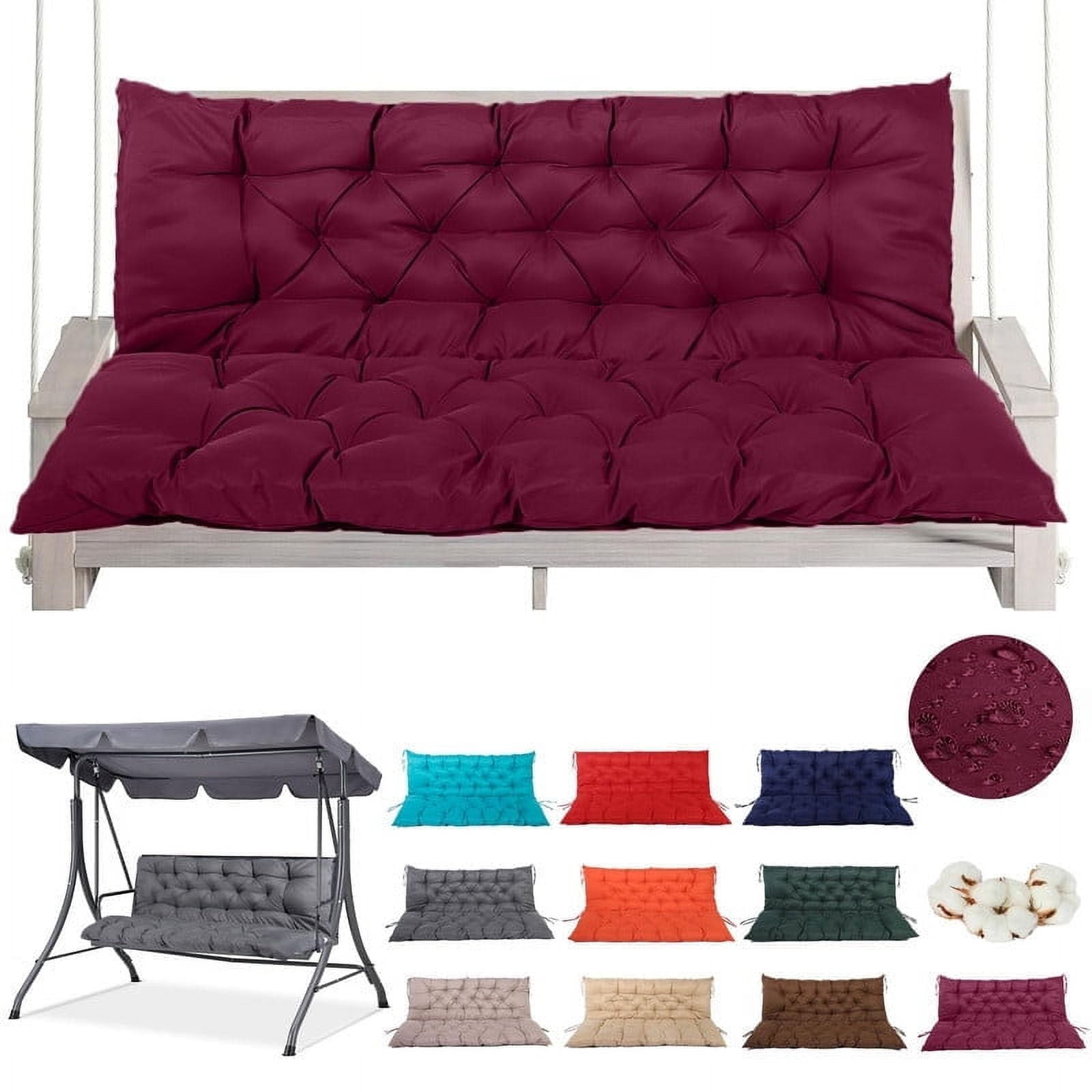 Porch Swing Cushions,Outside Benches Cushion with Backrest,Thicken ...