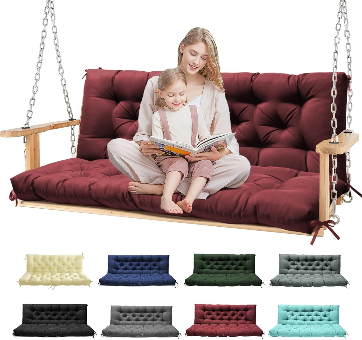 Porch Swing Cushions, Patio Swing Cushions Waterproof for Outdoor ...