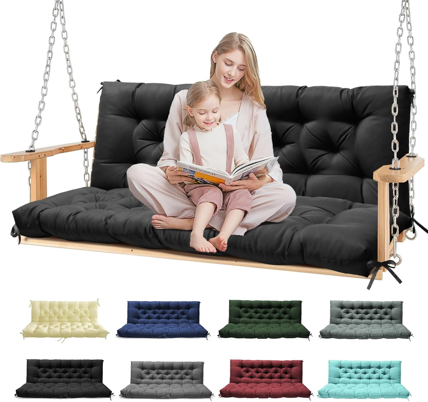 Porch Swing Cushions, Waterproof Patio Swing Cushions for Outdoor ...