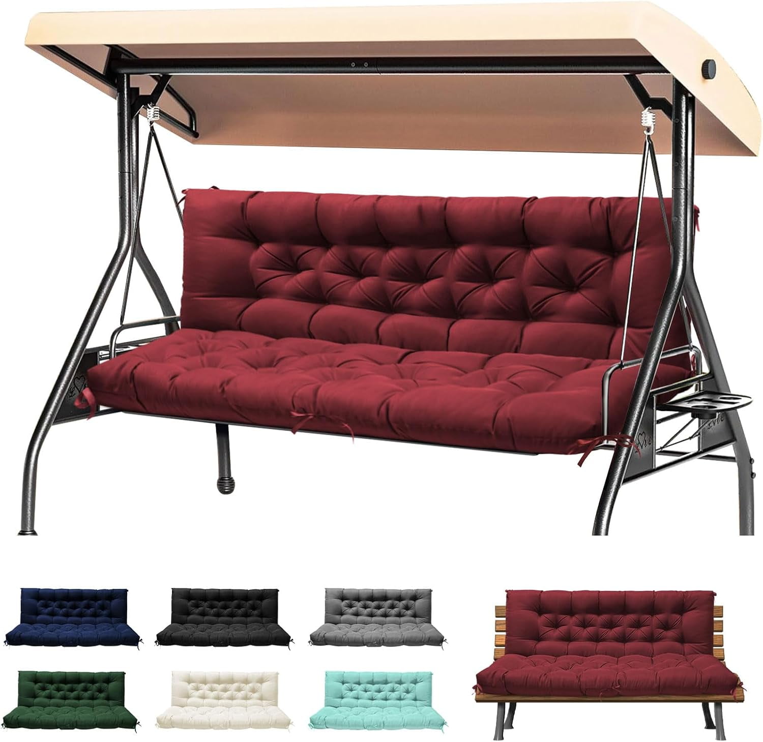 Porch Swing Cushions, Waterproof Swing Cushions Replacement with ...