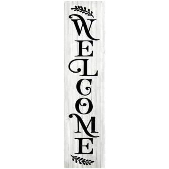 Porch Welcome Sign, Black and White Welcome Vertical Metal Tin Sign ...