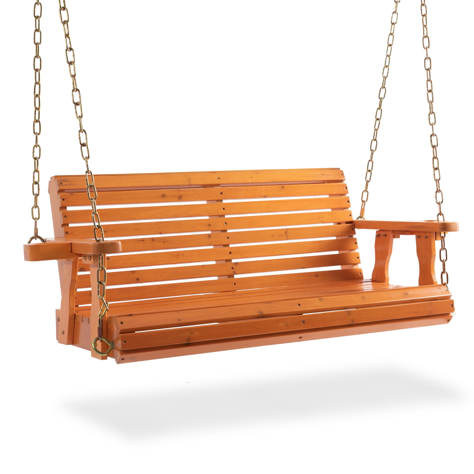 Porch Wooden Swings with Chain - Outdoor Finished Hanging Bench Swing ...