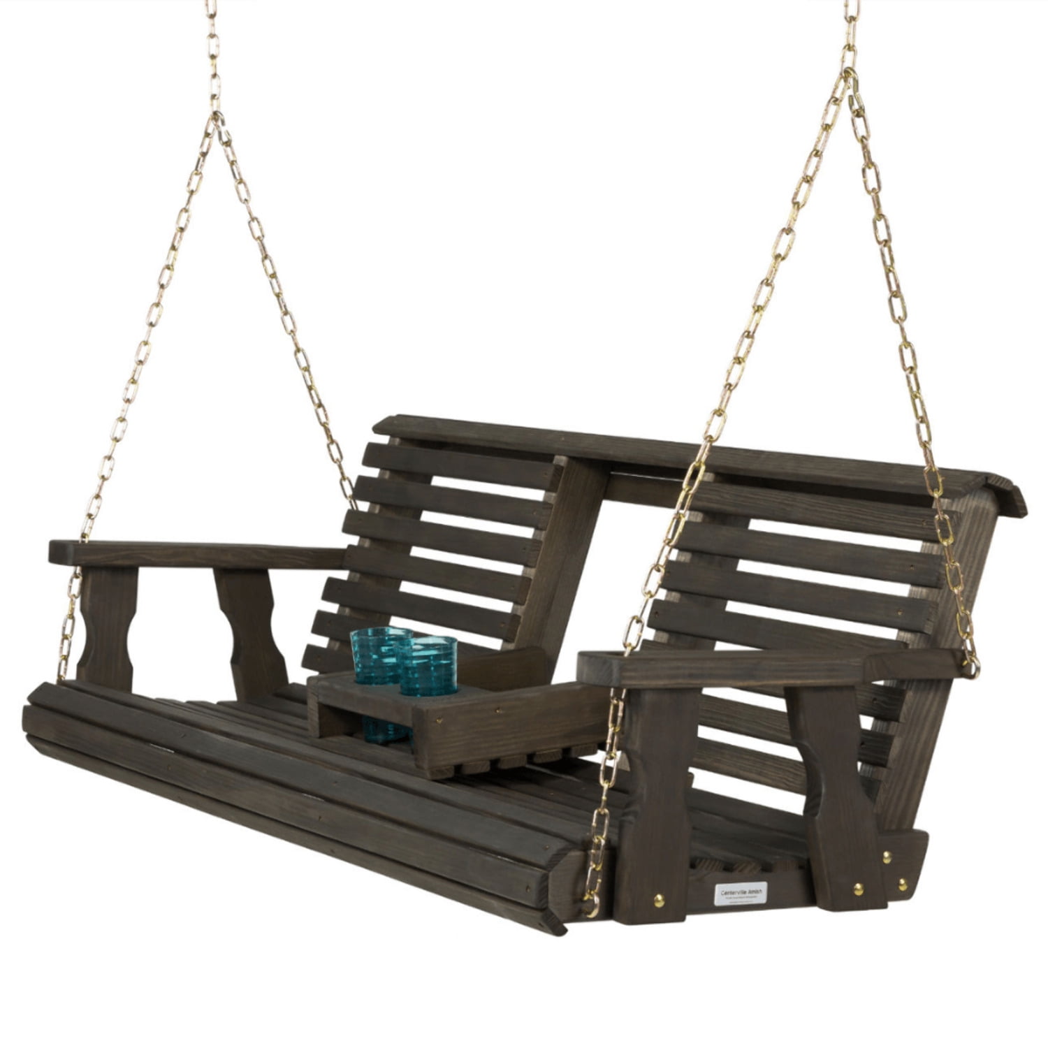 Porchgate Amish Heavy Duty Rollback Console Porch Swing, 5-Foot, Dark ...