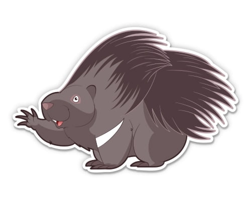 Porcupine Cute Cartoon - 12" Vinyl Sticker Waterproof Decal - Walmart.com